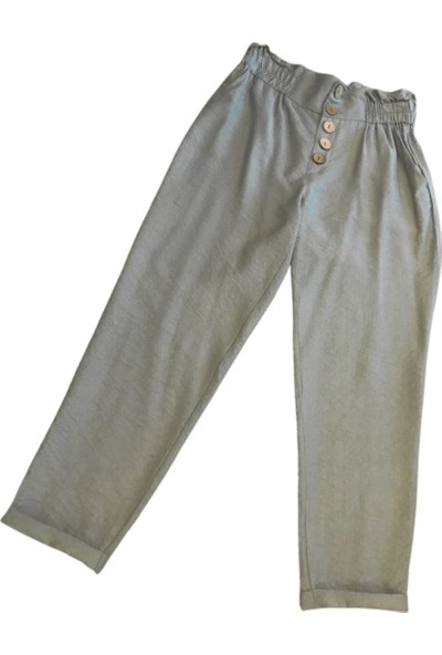 Trend All Butik Kadın Çağla Yeşili Yüksek Bel Düğme Detaylı Keten Pantolon Trend All Butik Kadın Çağla Yeşili Yüksek Bel Düğme Detaylı Keten Pantolon