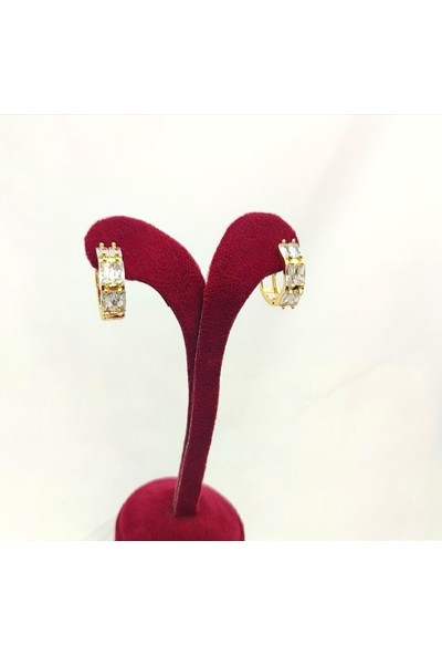 Ey Fashion Baget Taşlı Özel Tasarım Altın Kaplama Küpe