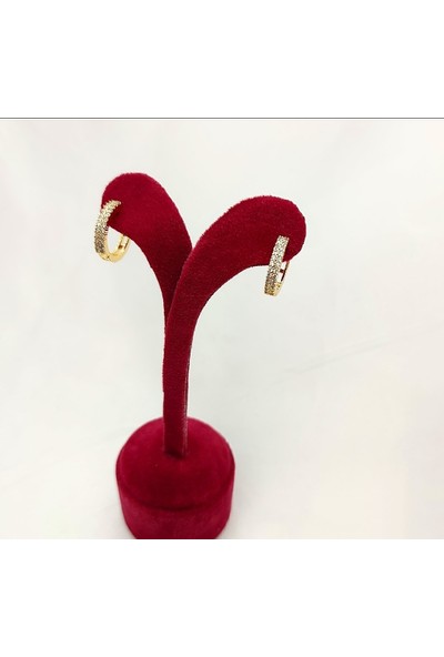 Ey Fashion Zirkon Taşlı Özel Tasarım Altın Kaplama Küpe