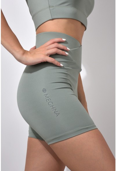 Meghna Yüksek Bel Çapraz Kesimli Haki Şort Tayt Meghna Yüksek Bel Çapraz Kesimli Haki Şort Tayt