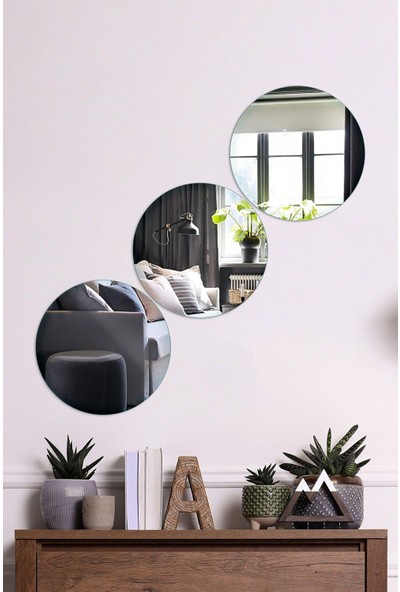 Ckr Tasarım Dekoratif Daire Pleksi Ayna (20CM 3 Adet)