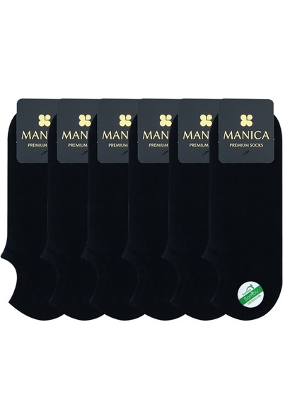 MANICA Erkek Bambu Sneaker Çorap 6 Çift - Siyah