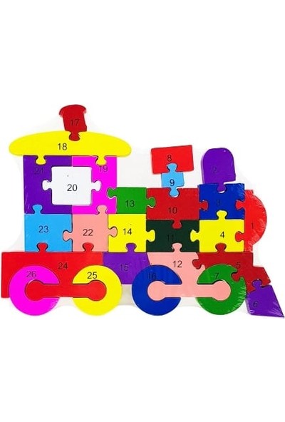 Elif Aksesuar Ahşap Oyuncak Pazıl Tren Elif Aksesuar Ahşap Oyuncak Pazıl Tren