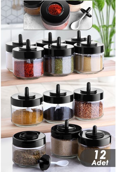 Kitchen Life 12 Adet Kapağı Kendinden Kaşıklı Baharatlık Seti - 300 ml Kitchen Life 12 Adet Kapağı Kendinden Kaşıklı Baharatlık Seti - 300 ml