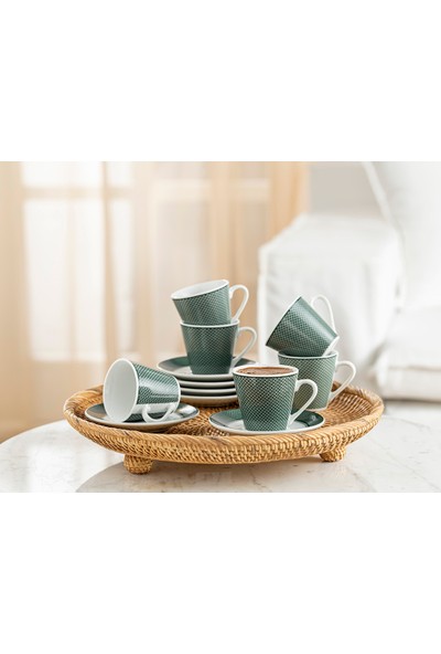 English Home Lilia Porselen 12 Parça Kahve Fincan Takımı 80 ml Yeşil English Home Lilia Porselen 12 Parça Kahve Fincan Takımı 80 ml Yeşil