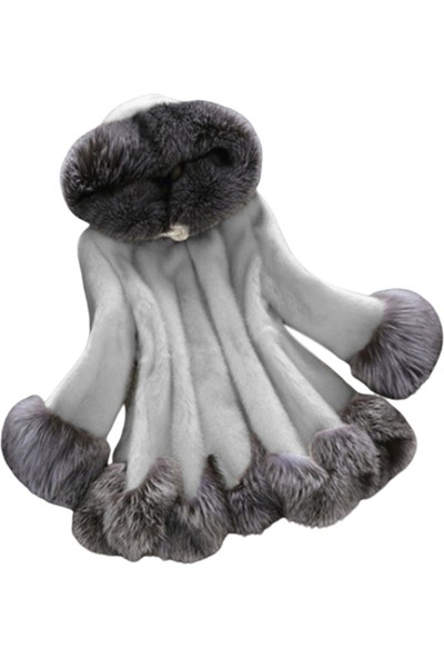 Farfi Şık Kapüşonlu Ceket Uzun Kollu Kalınlaşmış Ceket Dating Için Orta Uzunlukta Patchwork Ceket (Yurt Dışından)