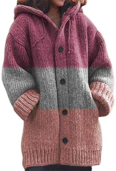 Farfi Örme Kapşonlu Ceket - Çok Renkli (Yurt Dışından)