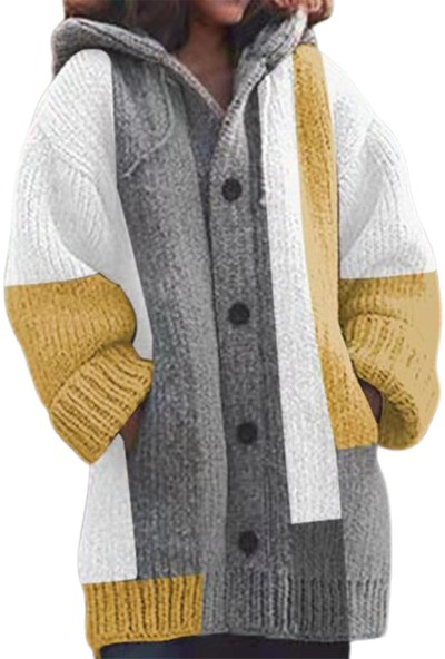Farfi Basit Örme Ceket Tek Göğüslü Kalınlaşmış Soğuk Dayanıklı Patchwork Baskı Ipli Kapşonlu Örme Ceket Ev Için (Yurt Dışından) Farfi Basit Örme Ceket Tek Göğüslü Kalınlaşmış Soğuk Dayanıklı Patchwork Baskı Ipli Kapşonlu Örme Ceket Ev Için (Yurt Dışından)