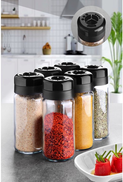 Kitchen Life 6 Adet Büyük Boy Cam Baharatlık Seti - 245 ml Kitchen Life 6 Adet Büyük Boy Cam Baharatlık Seti - 245 ml