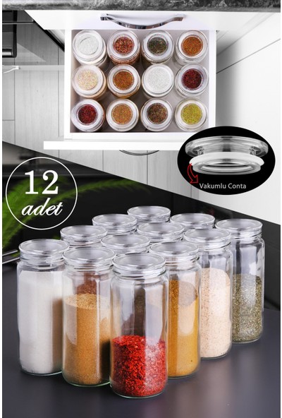 Kitchen Life 12 Adet Büyük Boy Cam Kavanoz Seti - 600 ml Kitchen Life 12 Adet Büyük Boy Cam Kavanoz Seti - 600 ml