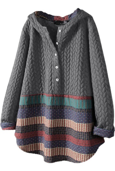 Farfi Şık Kadınlar Hoodie Renk Blok Gevşek Dış Giyim Daying Için Gevşek Uydurma Patchwork Coat (Yurt Dışından)