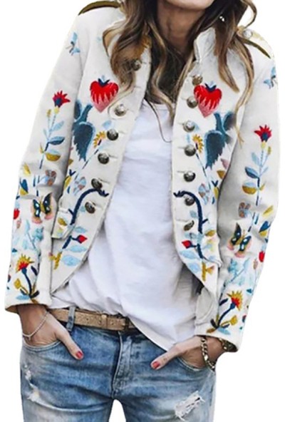 Farfi Popüler Kış Coat Vintage Baskı Kalın Lady Kruvaze Vintage Baskı Ceket Günlük Giyim Için (Yurt Dışından) Farfi Popüler Kış Coat Vintage Baskı Kalın Lady Kruvaze Vintage Baskı Ceket Günlük Giyim Için (Yurt Dışından)