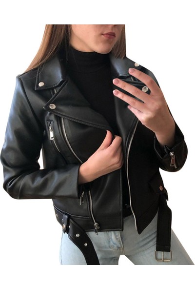 Farfi Kadın Ceket Fermuar Fly Faux Deri Giyim Dayanıklı Gevşek Lady Coat Motosiklet Sürme Için (Yurt Dışından) Farfi Kadın Ceket Fermuar Fly Faux Deri Giyim Dayanıklı Gevşek Lady Coat Motosiklet Sürme Için (Yurt Dışından)