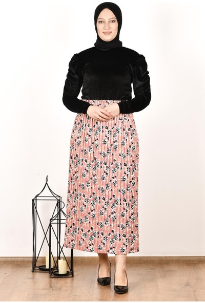 New Face 854 Kadın Pembe Karışık Desenli Etek New Face 854 Kadın Pembe Karışık Desenli Etek
