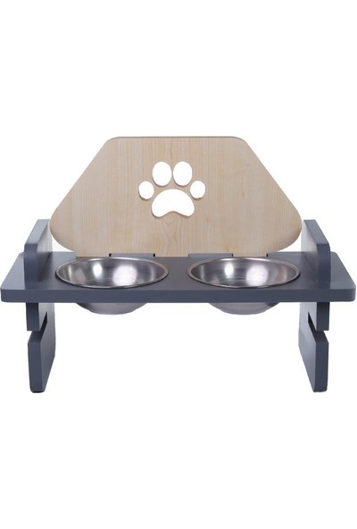 Woodylife Ahşap Başlıklı Pati Desenli Yüksekliği Ayarlanan Kedi ve Köpek Mama ve Su Kabı Çelik Kaseli Woodylife Ahşap Başlıklı Pati Desenli Yüksekliği Ayarlanan Kedi ve Köpek Mama ve Su Kabı Çelik Kaseli