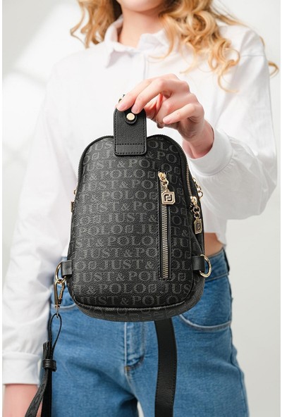 Just Polo Kadın Yazılı Desen Göğüs Çantası