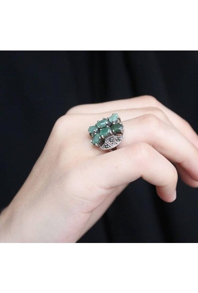 Benalazia Silver 925 Ayar Zümrüt Taşlı Gümüş Yüzük