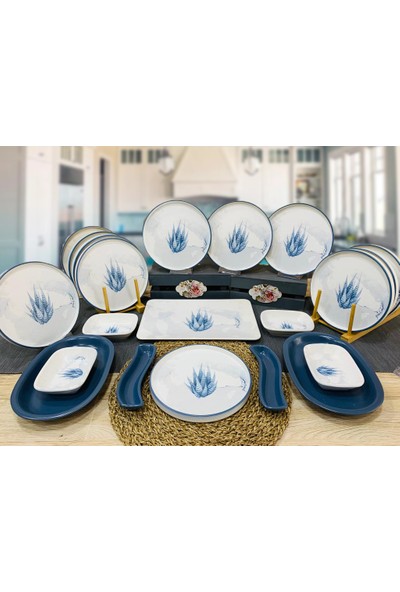 Keramika Kahvaltı Takımı 12 Kişilik 21 Parça Blue Magıc Mat Mavi Set Keramika Kahvaltı Takımı 12 Kişilik 21 Parça Blue Magıc Mat Mavi Set