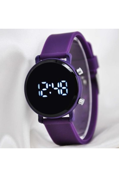 Sonsuzsaat Mor Renk Silikon Kordonlu LED Genç Kız Kadın Çocuk Kol Saati SU-474