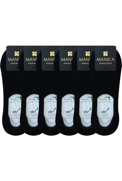 MANICA Erkek Bambu Babet Çorap 6 Çift - Siyah