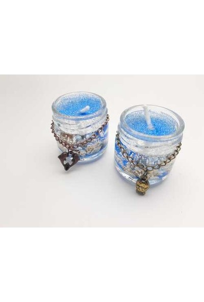 Be Beauty Deniz Mavisi Renginde Kavanoz Mum (2 Adet)