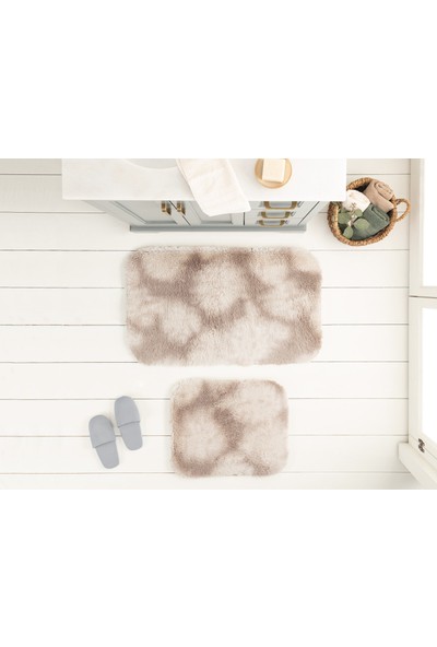 Madame Coco Damien 2'li Banyo Paspası - Gri 50X80+45X50 cm