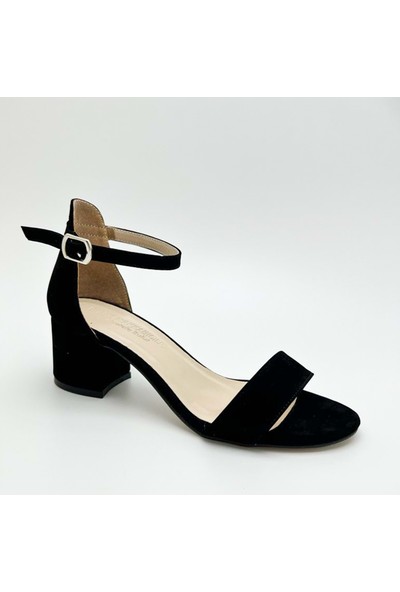 Bulut Ayakkabı Siyah Süet Tek Bant Klasik Topuklu Ayakkabı - Siyah - 36