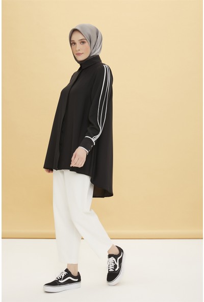 Armine Biye Detaylı Bol Gömlek 22Y3101 Siyah Armine Biye Detaylı Bol Gömlek 22Y3101 Siyah