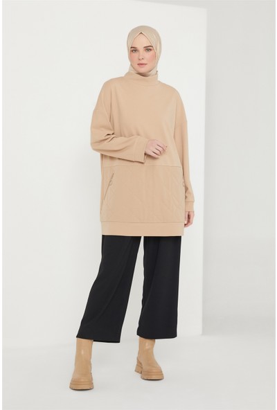 Armine Kapitone Detaylı Bluz 21K3016 Kum