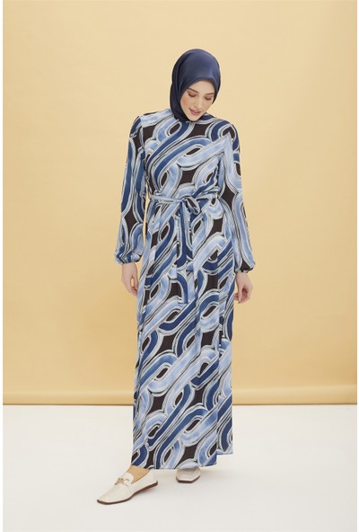Armine Bilekleri Lastikli Elbise 22Y9402 Indigo
