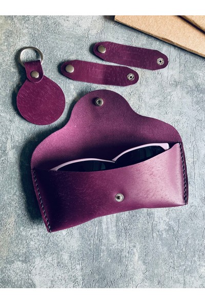 Bretya Mor Deri 4'lü Gözlük Kılıfı Seti