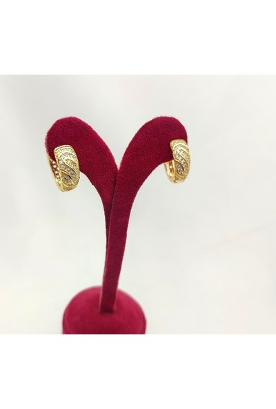 Ey Fashion Zirkon Taşlı Özel Tasarım Altın Kaplama Küpe