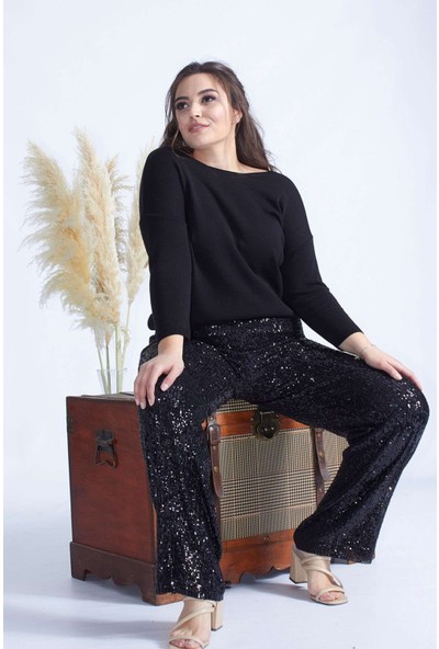 Moda Berray 4024 Siyah Payetli Büyük Beden Pantolon Moda Berray 4024 Siyah Payetli Büyük Beden Pantolon