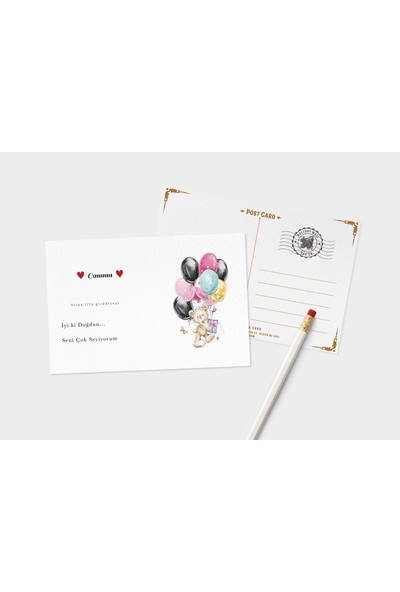 Hrs Kartpostal Tebrik Kartı Zarf Doğumgünü