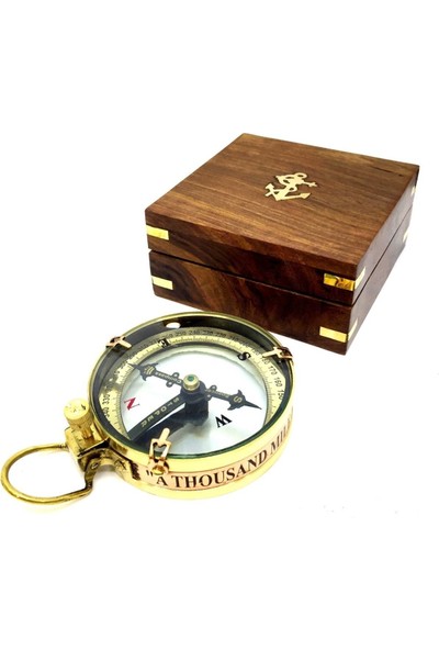 Ahşap Kutulu Büyüteçli Cam El Pusulası