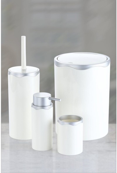 Azra Banyo Seti Beyaz Gümüş