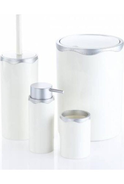 Azra 4 Parça Akrilik Beyaz Mat Gümüş Banyo Seti Azra 4 Parça Akrilik Beyaz Mat Gümüş Banyo Seti