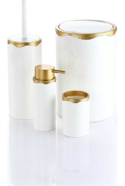 Azra Akrilik Banyo Takımı 4 Parça Banyo Seti Beyaz Gold Azra Akrilik Banyo Takımı 4 Parça Banyo Seti Beyaz Gold