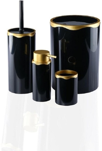 Azra Akrilik Banyo Takımı 4 Parça Banyo Seti Siyah Gold Azra Akrilik Banyo Takımı 4 Parça Banyo Seti Siyah Gold