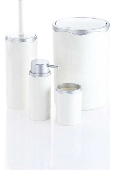 Azra Akrilik Banyo Takımı 4 Parça Banyo Seti Beyaz Gümüş Azra Akrilik Banyo Takımı 4 Parça Banyo Seti Beyaz Gümüş