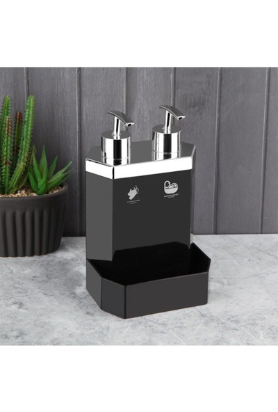 Perotti Lecce Black Silver 2' Li Sıvı Sabunluk Perotti Lecce Black Silver 2' Li Sıvı Sabunluk