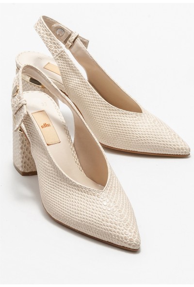 Elle Shoes Bej Kadın Topuklu Ayakkabı