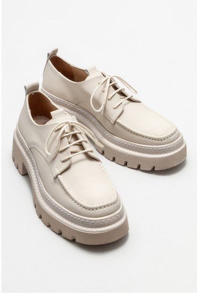 Elle Shoes Bej Kadın Oxford