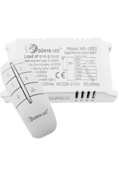 Dünya Led HS1552 5li Avize Kumandası Algılama Mesafesi 5-10 Metre Pil li Dünya Led HS1552 5li Avize Kumandası Algılama Mesafesi 5-10 Metre Pil li