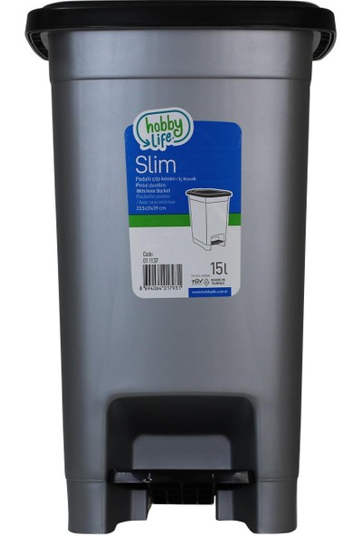 Hobby Life Çöp Kovası 15 Lt Slim Pedallı İç Kovalı Siyah Hobby Life Çöp Kovası 15 Lt Slim Pedallı İç Kovalı Siyah