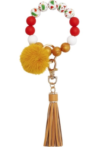 Sharplace Boncuklu Bilezik Anahtarlık Bileklik Anahtarlık Anahtarlık Tutucu ile / Püskül Hediye Sarı