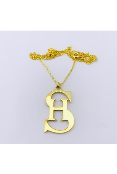 Butik Gümüş Gümüş Çift Harfli Özel Tasarım Kolye (BG-KLY-746)