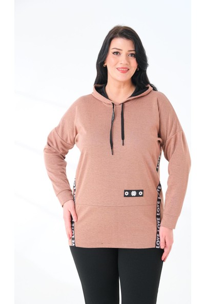 Lady Majestic Kapüşonlu Büyük Beden Kadın Sweatshirt 44026