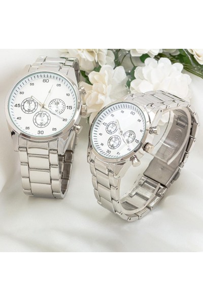Saatinmoda Sevgili Saati Bay Kadın Çift Kol Saatleri Gümüş Renk Sevgililer Günü Hediyesi
