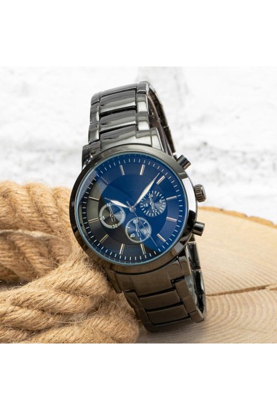 Saatinmoda Spor Siyah Renk Çelik Kordon Erkek Kol Saati